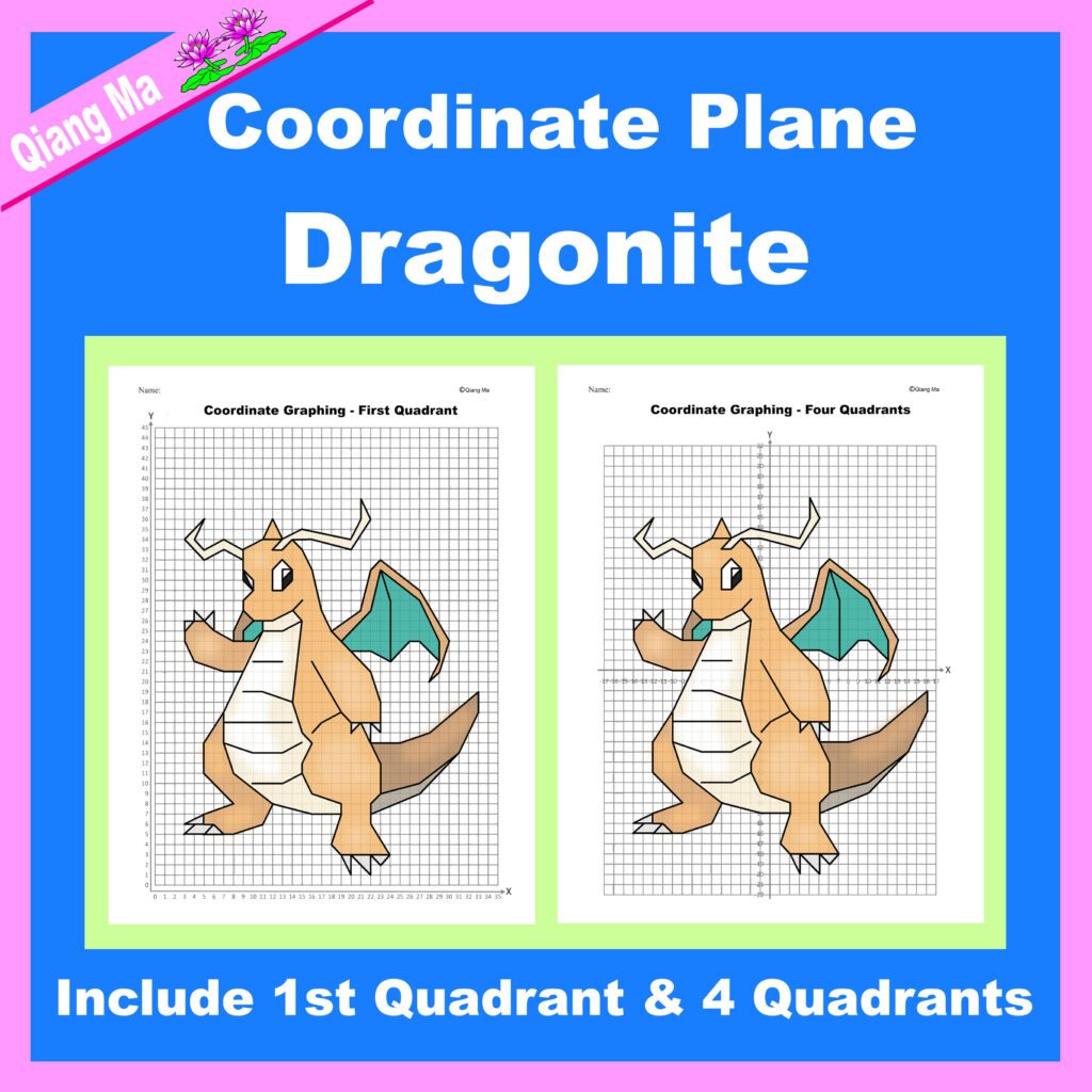 Pokemon Coordinate Plane Graphing Picture: Dragonite | Made By Teachers