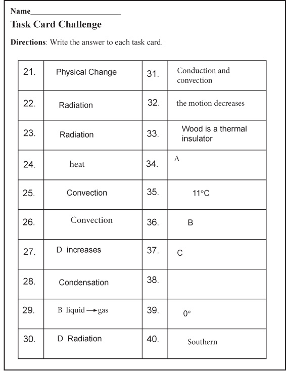 Thermal Energy Task Cards - Made By Teachers