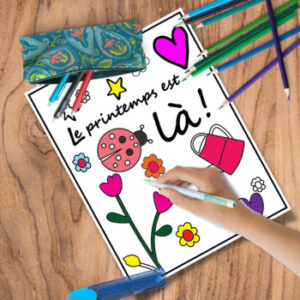 Le Printemps est de retour! Doodle à colorier, French Spring Coloring ...