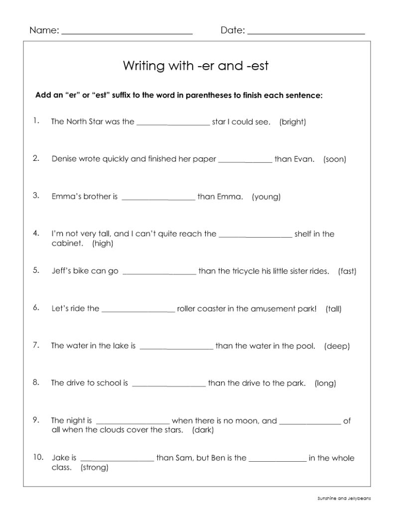 Big-Bigger-Biggest -er -est suffixes - Comparative & Superlative ...