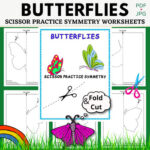 Spring Theme Butterfly Scissor Practice Symmetry Worksheets Fold & Cut ...