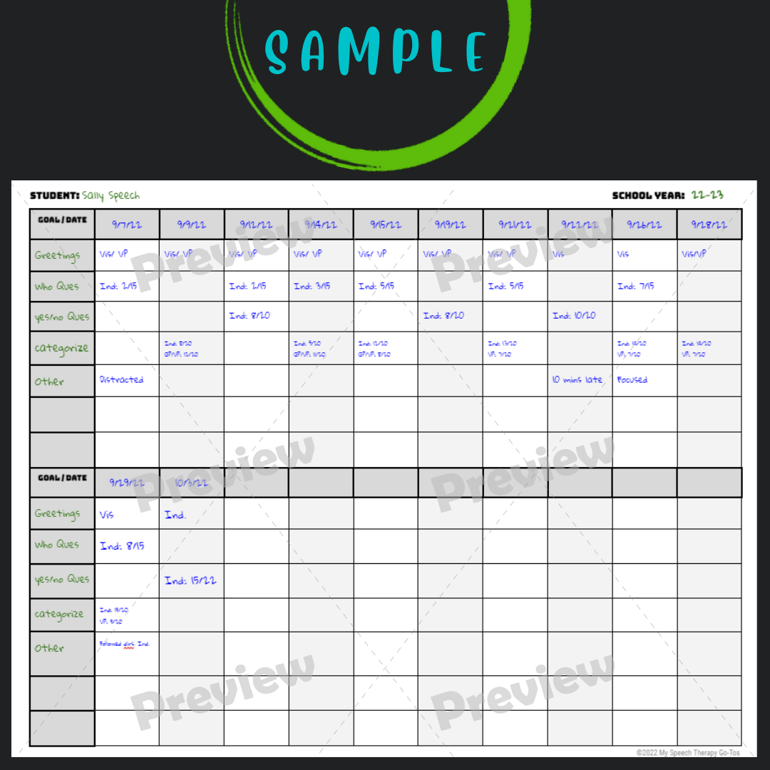 Data Collection Sheet | Student Data Tracker | Speech Therapy OT | Made ...