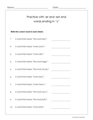 Comparative / Superlative -er & -est suffixes - words ending in "y ...