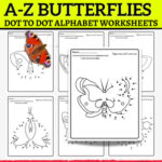 Butterflies A to Z Letter, Spring Dot to Dots / Alphabet Sheets, April ...