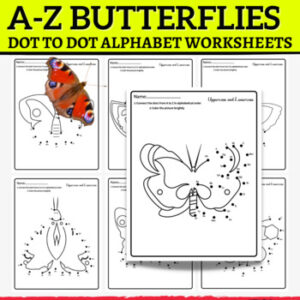Butterflies A to Z Letter, Spring Dot to Dots / Alphabet Sheets, April ...