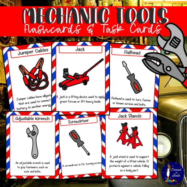 Mechanic Tools Flashcards and Task Cards | Made By Teachers