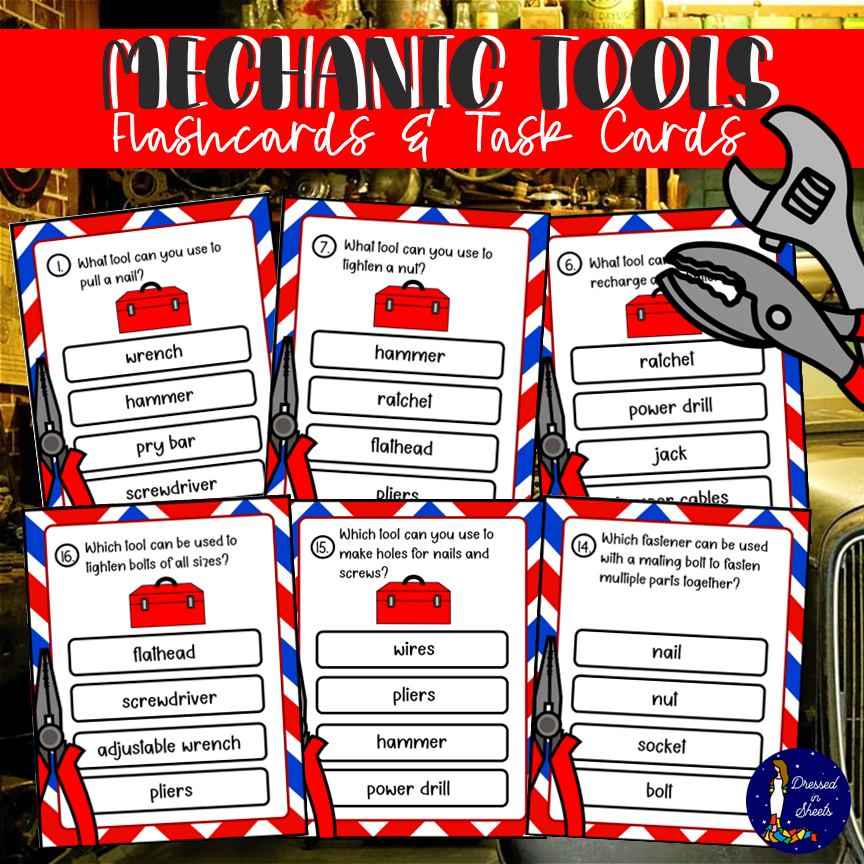 Mechanic Tools Flashcards and Task Cards - Made By Teachers