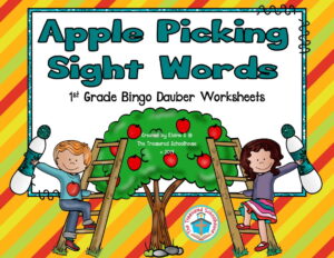 1st Grade Sight Word Bingo Dauber Sheets with Apples | Made By Teachers