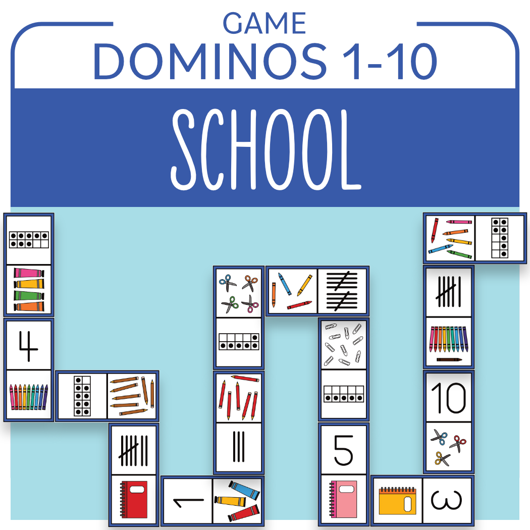 Back To School Game Domino Counting 1 10 Numbers Ten Frames Tally