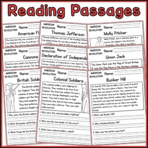 American Revolution Social Studies Reading Comprehension Passages K-2 ...