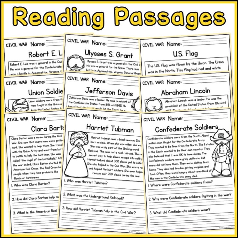 Civil War Social Studies Reading Comprehension Passages K-2 | Made By Teachers