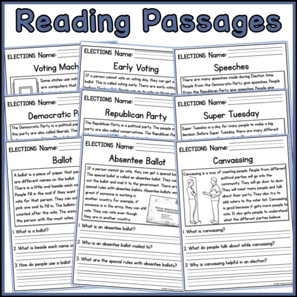 Elections Social Studies Reading Comprehension Passages K-2 - Made By ...