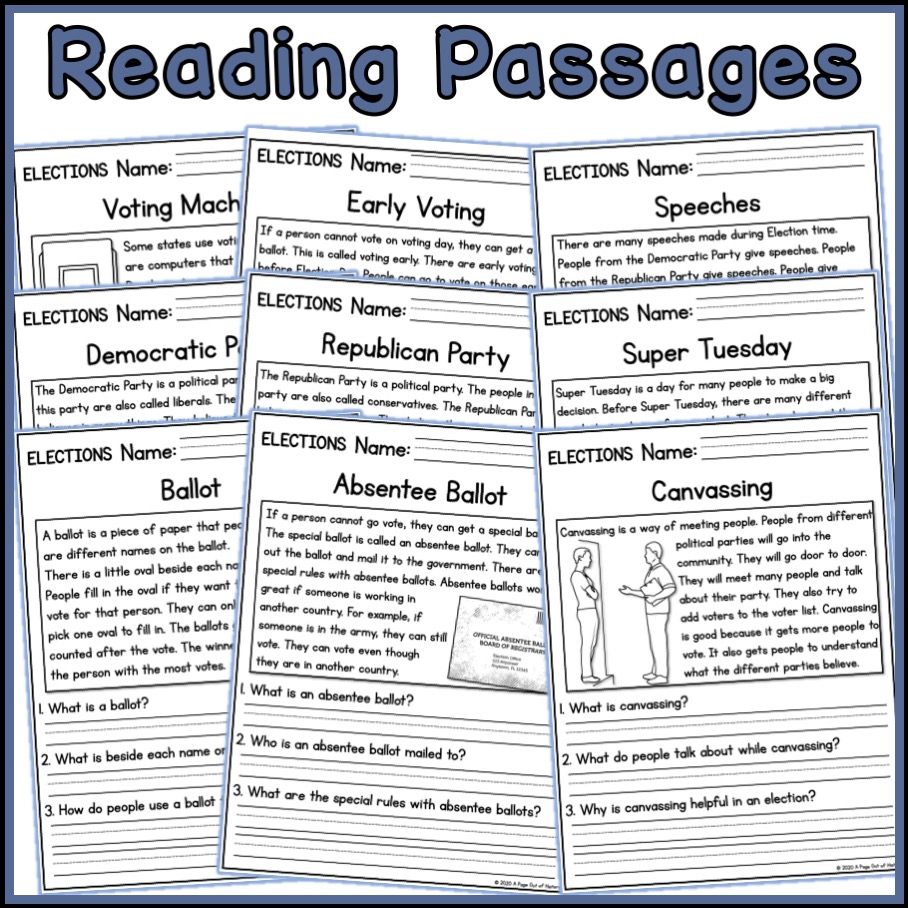 Elections Social Studies Reading Comprehension Passages K-2 | Made By ...