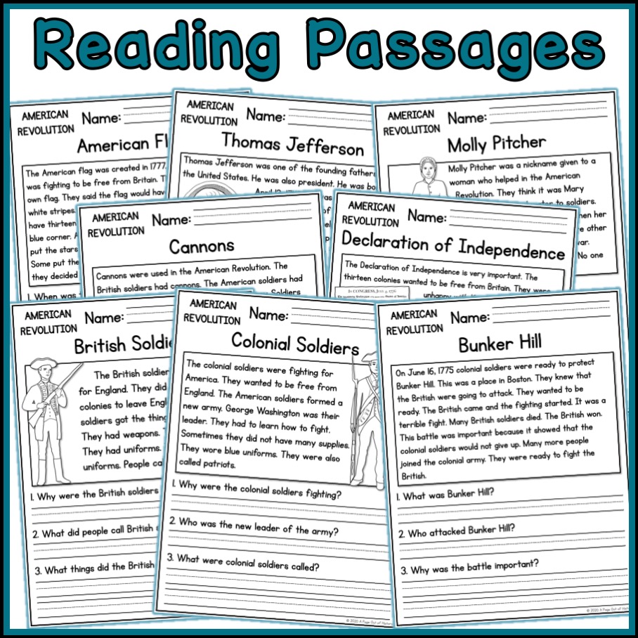 Founding Fathers Social Studies Reading Comprehension Passages K-2 ...