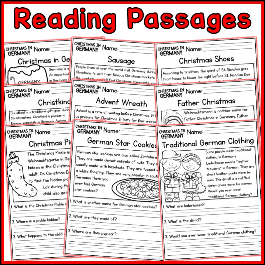 Christmas in Germany Social Studies Reading Comprehension Passages K-2 ...