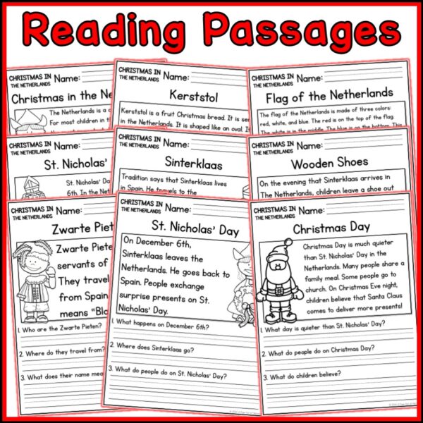 Christmas in the Netherlands Social Studies Reading Comprehension ...
