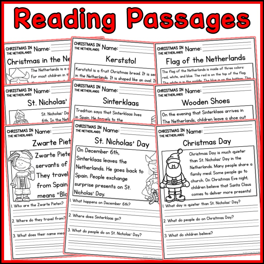 Christmas in the Netherlands Social Studies Reading Comprehension ...