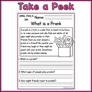 April Fools Day Holidays Reading Comprehension Passages K-2 | Made By ...