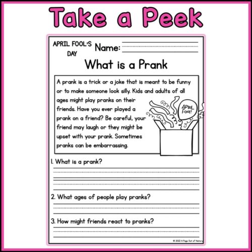 April Fools Day Holidays Reading Comprehension Passages K-2 | Made By ...