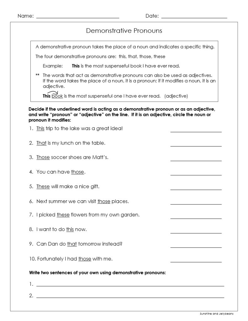 Demonstrative & Interrogative Pronouns - Grades 4-5-6 - Practice/Review ...