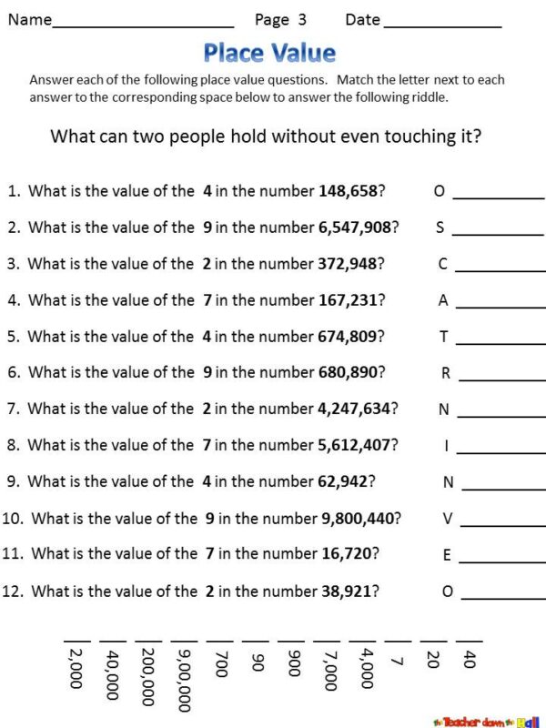 Place Value Worksheets with Riddles - Made By Teachers