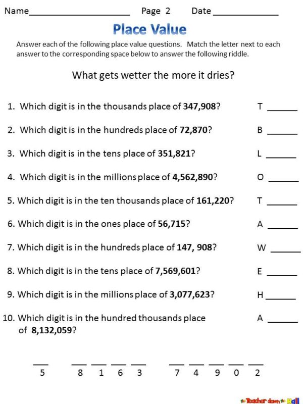 Place Value Worksheets with Riddles | Made By Teachers