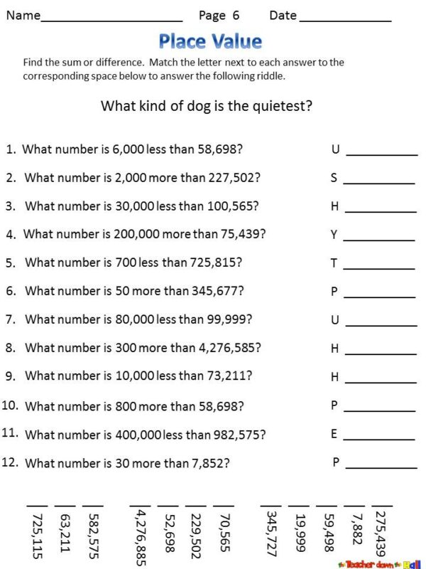 Place Value Worksheets with Riddles | Made By Teachers