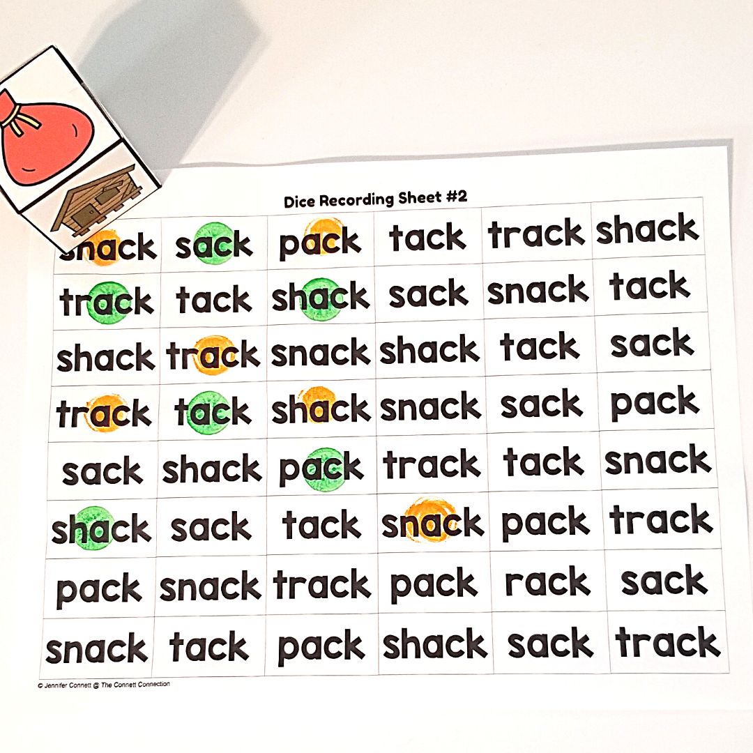 ACK Words Dice Games - A Ending Digraphs Phonics Game | Made By Teachers