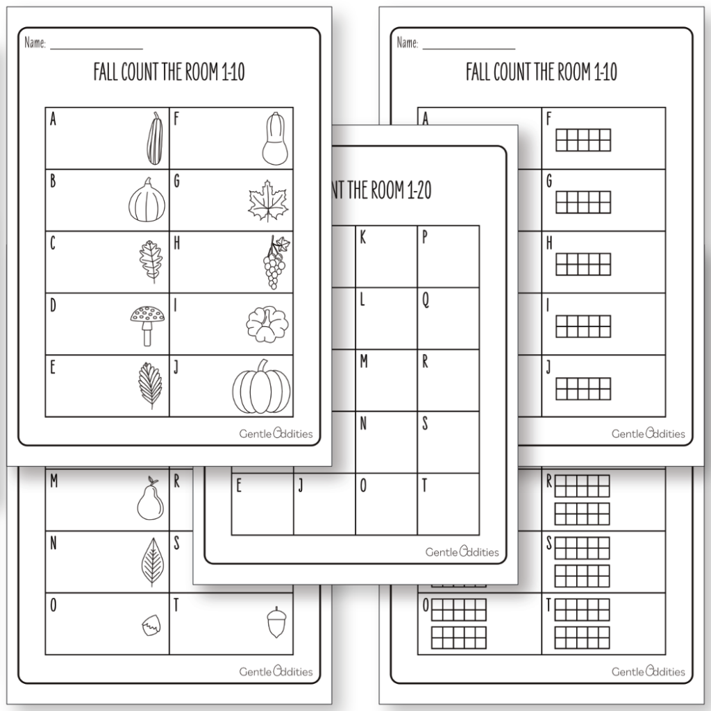 Fall/Autumn Activity - Count The Room - Counting Cards 1-20 - Made By ...