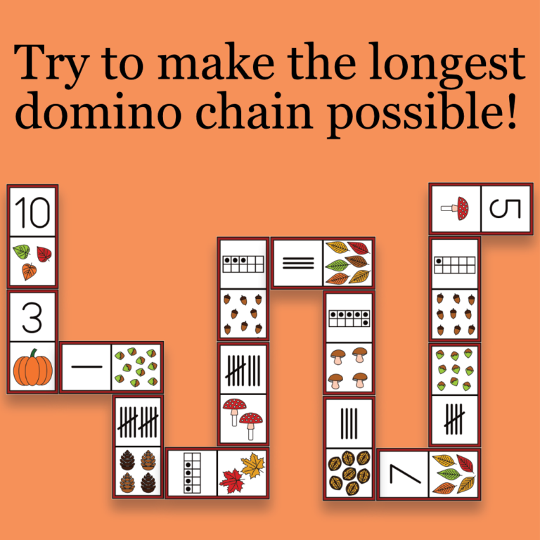 Fall/Autumn Game - Domino Counting 1-10 - Numbers, Ten Frames, Tally ...