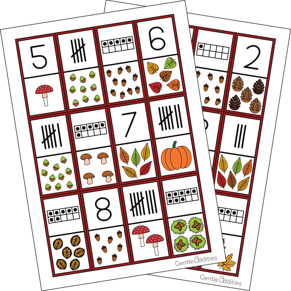 Fall/Autumn Game - Domino Counting 1-10 - Numbers, Ten Frames, Tally ...
