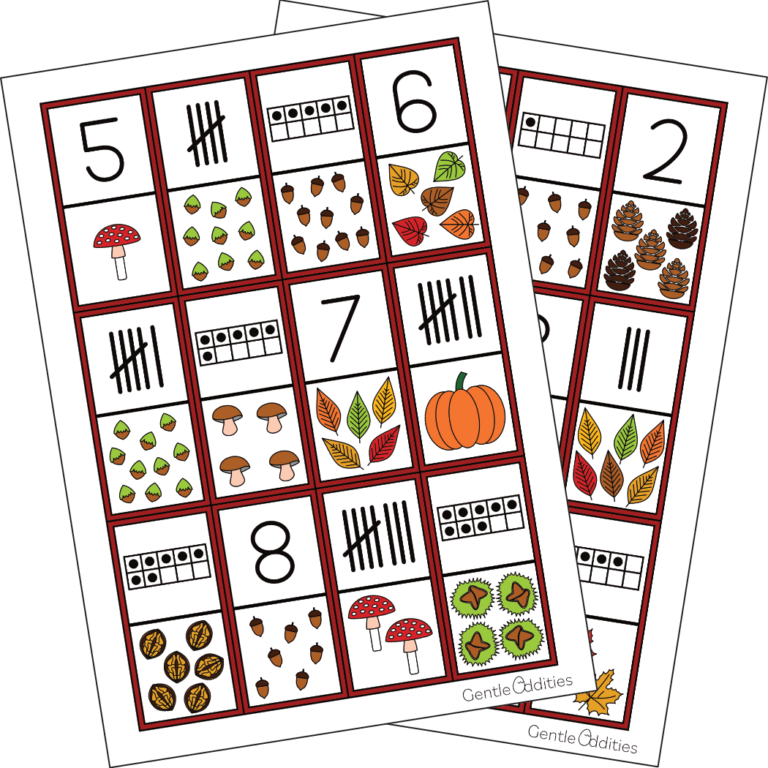 Fall/Autumn Game - Domino Counting 1-10 - Numbers, Ten Frames, Tally ...