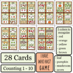 Fall Activity - I Have, Who Has? Cards Game - Counting 1-10 and Colors ...