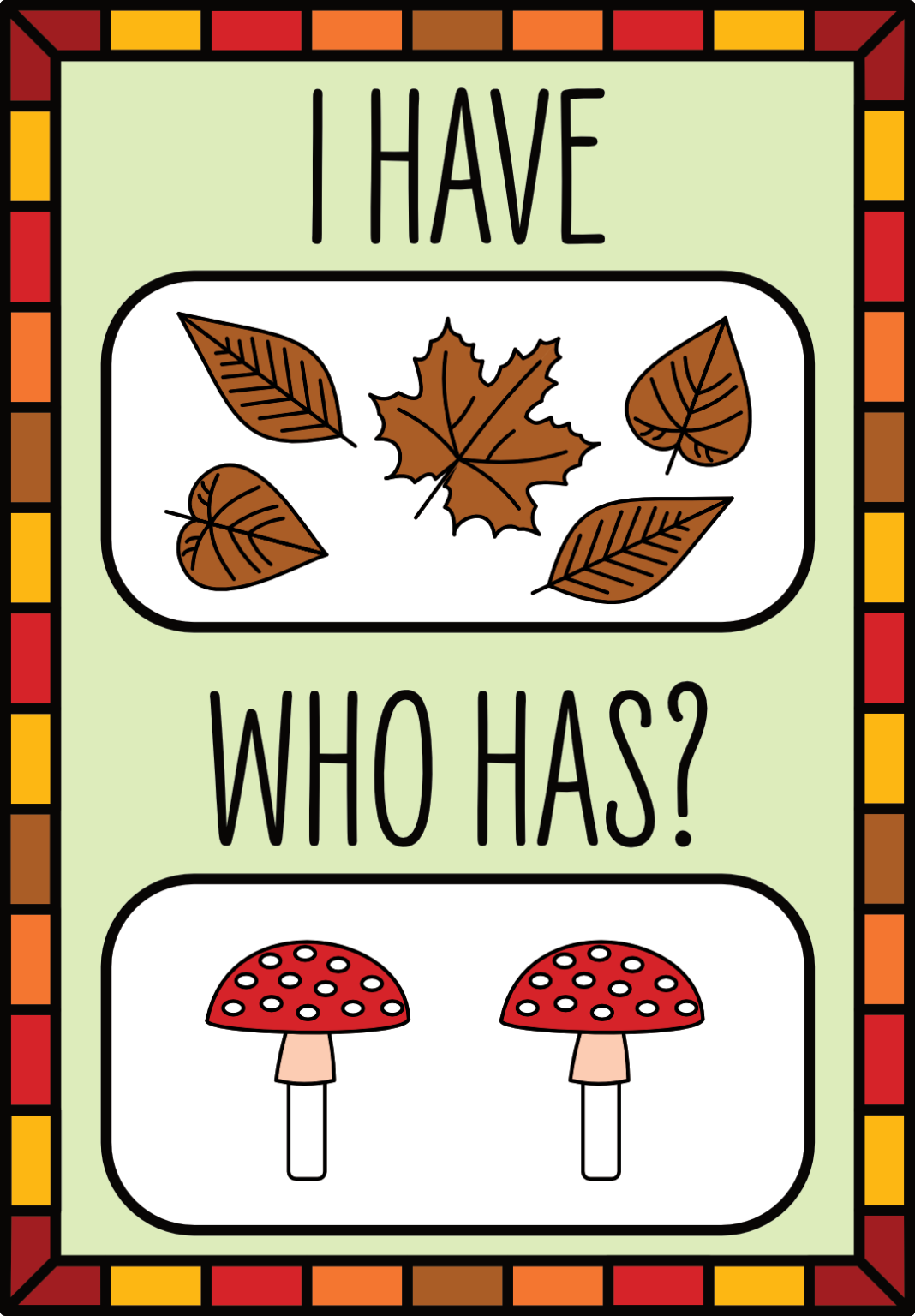 Fall Activity - I Have, Who Has? Cards Game - Counting 1-10 and Colors ...