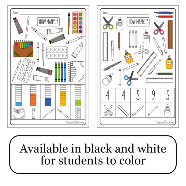 Back to School Activity - I Spy - How Many - Color, Count and Graph 1 ...