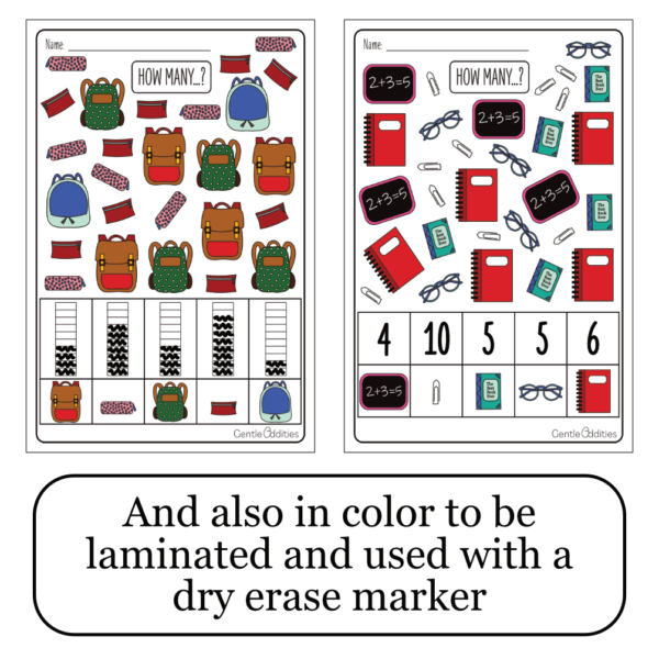 Back to School Activity - I Spy - How Many - Color, Count and Graph 1 ...