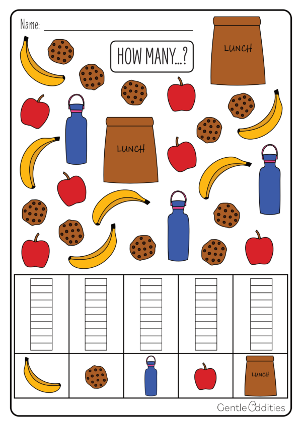 Back to School Activity - I Spy - How Many - Color, Count and Graph 1 ...