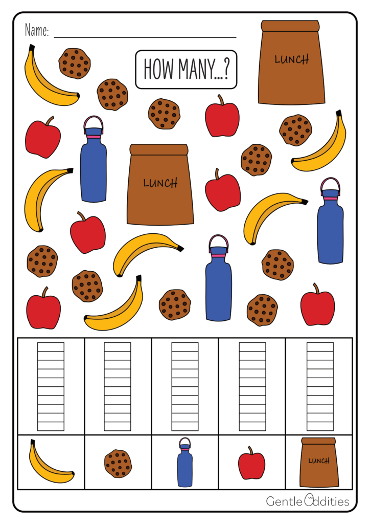 Back to School Activity - I Spy - How Many - Color, Count and Graph 1 ...