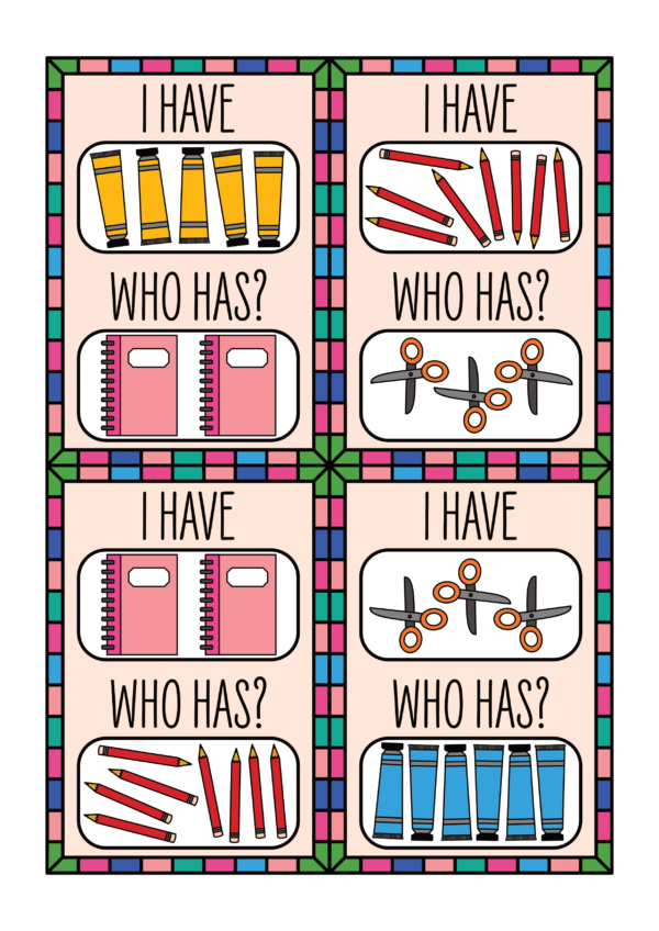 Back to School Activity - I Have, Who Has? Game - Counting 1-10 and ...