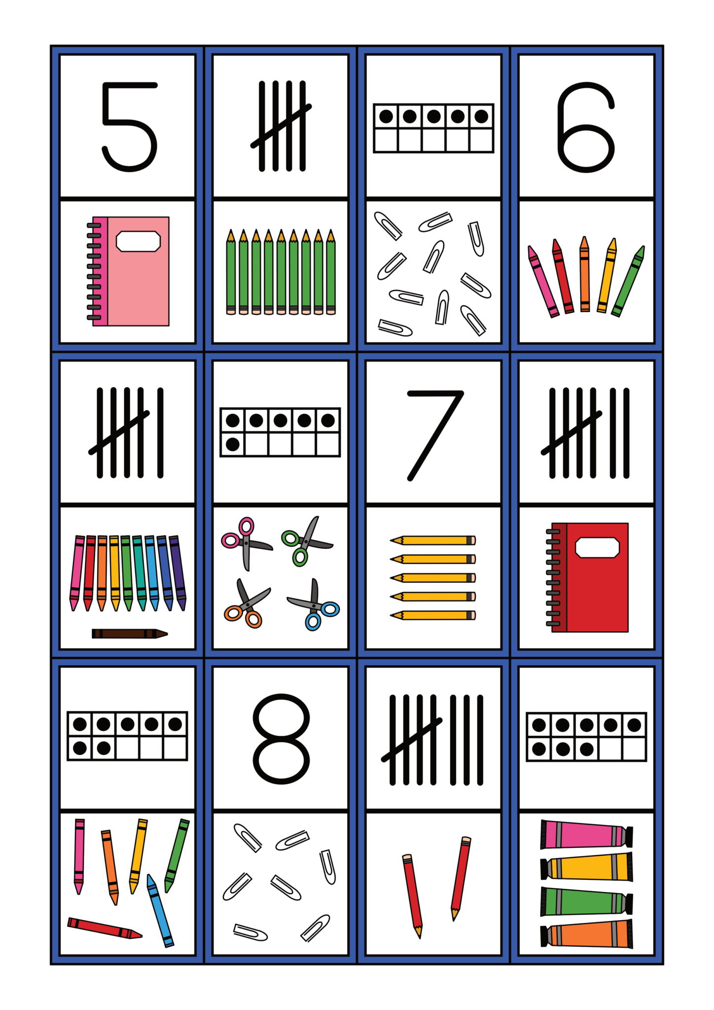 Back to School Game - Domino Counting 1-10 - Numbers Ten Frames Tally ...