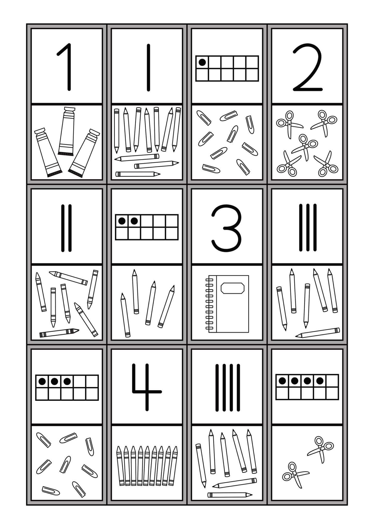 Back to School Game - Domino Counting 1-10 - Numbers Ten Frames Tally ...