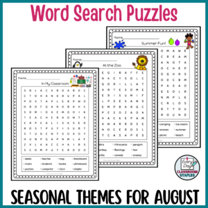 August Word Search Set Print and Digital Puzzles for Google Slide ...