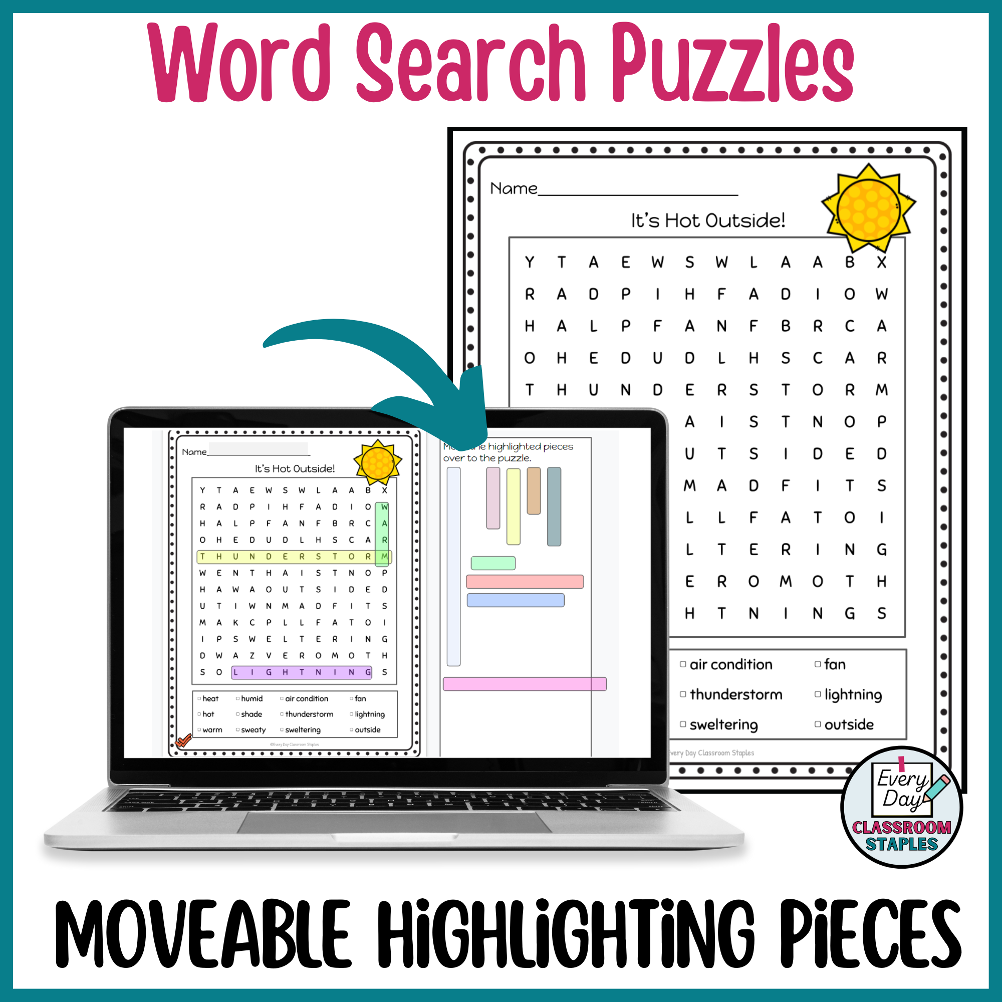 August Word Search Set Print and Digital Puzzles for Google Slide ...