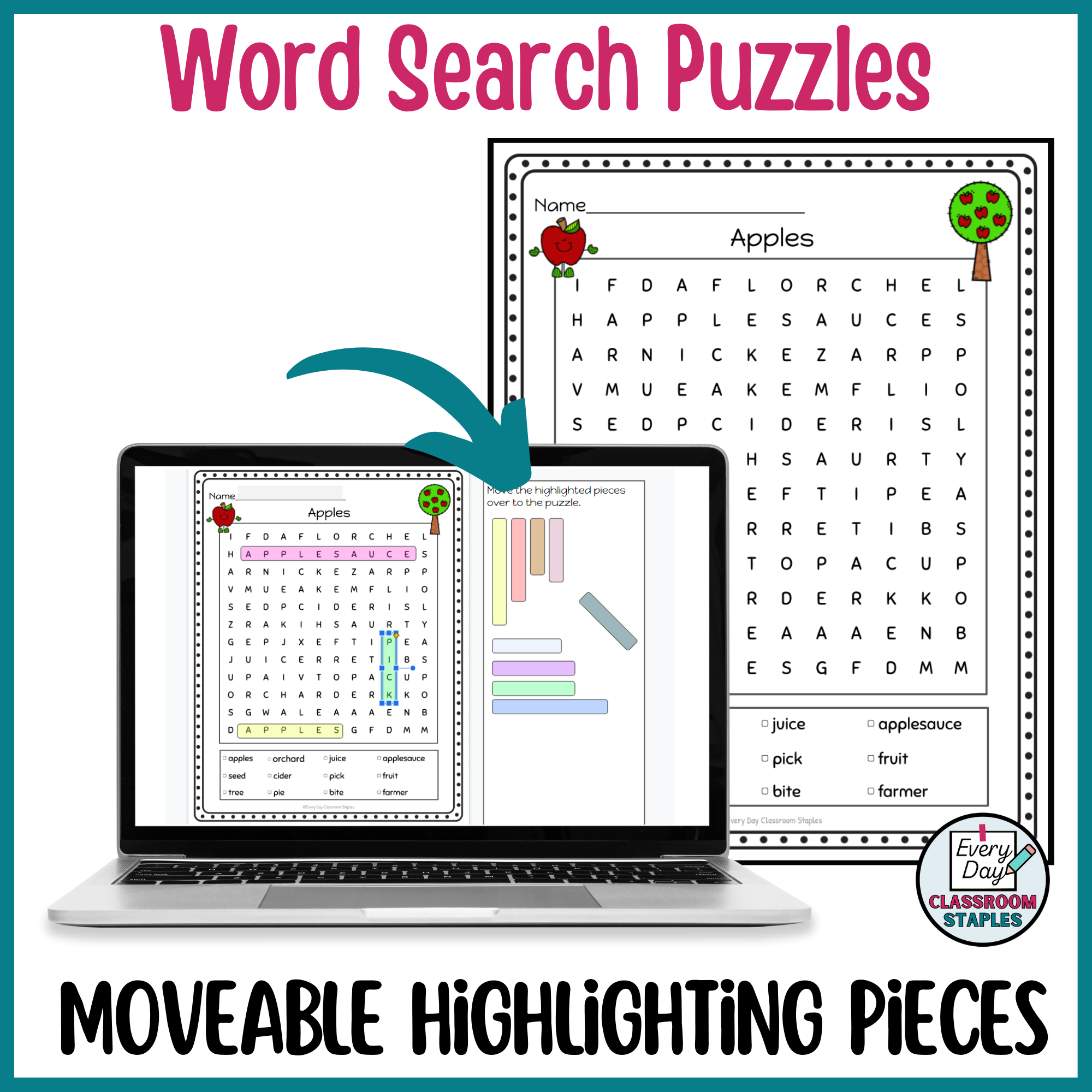 September Back to School Word Search Set in Print and Digital Google ...