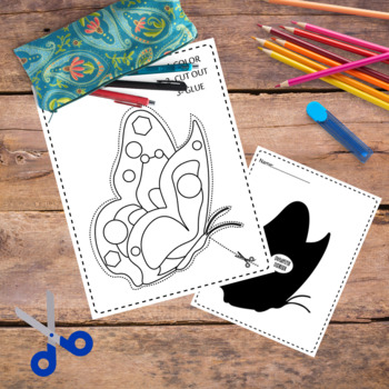 Cut And Paste Children Educational Game.Butterfly Scissor Skills Spring ...