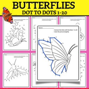 Spring Connect the dots / Butterfly Dot to Dots Worksheets 1-20 | Made ...