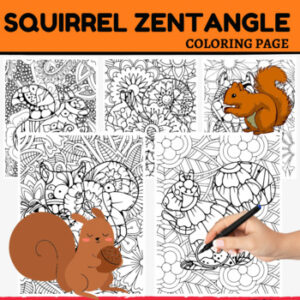 Squirrel Mandala Coloring Pages Book Animals Zentangle Adults Coloring ...