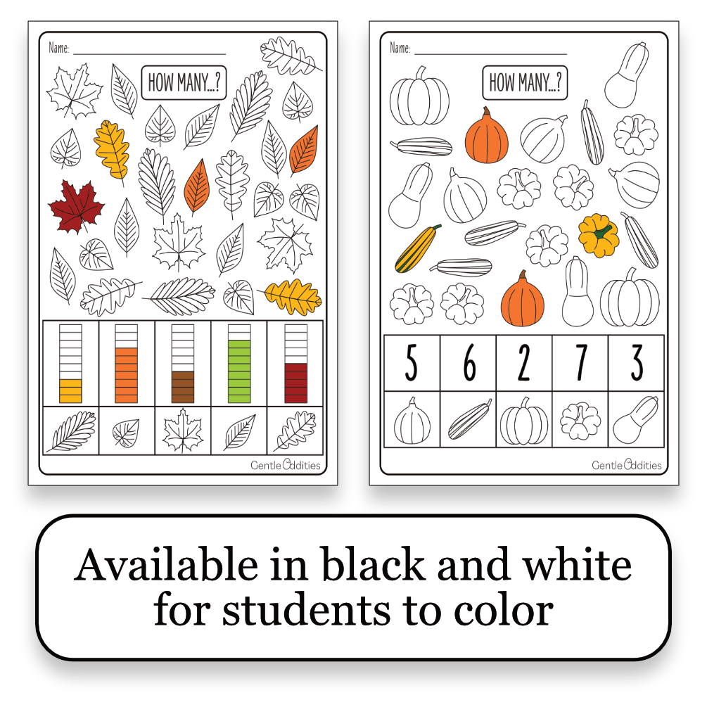 Fall/Autumn Activity - I Spy - How Many...? Color, Count and Graph up ...