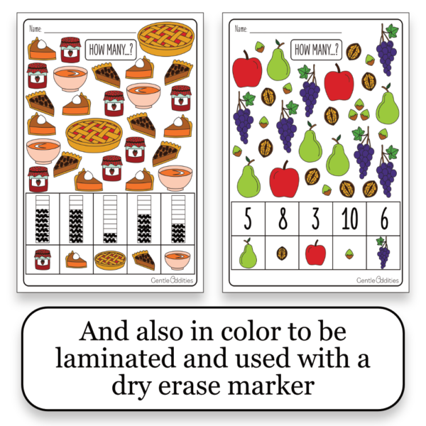 Fall/Autumn Activity - I Spy - How Many...? Color, Count and Graph up ...