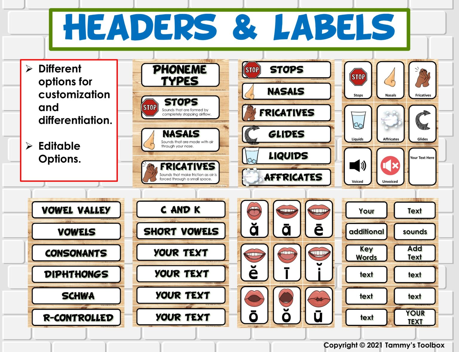 Sound Wall with Mouth Pictures in Rustic Wood | Made By Teachers